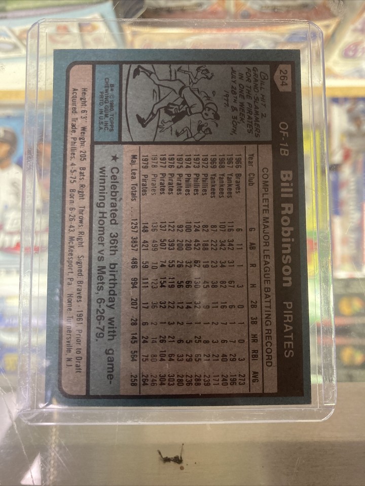 1980 Topps #264 - Bill Robinson - Pirates -EX | eBay
