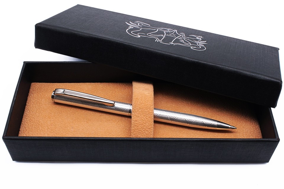 Italian Crafted: Solid 925 Silver Ball Pen with Canvas Engraving Blue ...