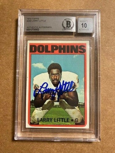Larry Little SIgned 1972 Topps Rookie Card Beckett Auto Grade 10 Gem ...
