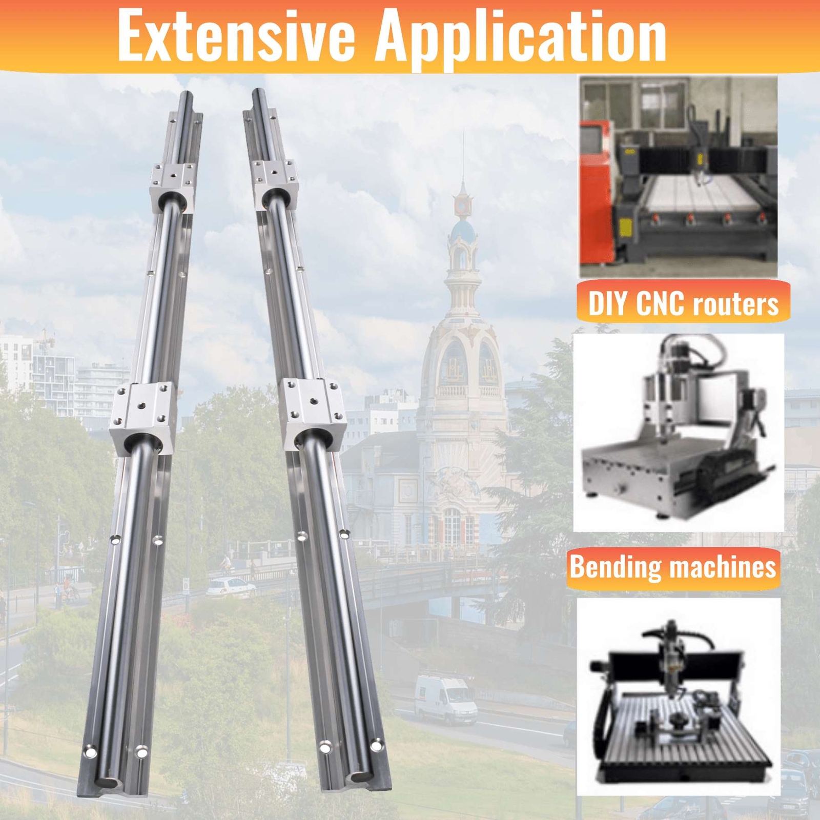 2PCS SBR12 300-1500mm Fully Supported Linear Rail &4PCS SBR12UU Block ...