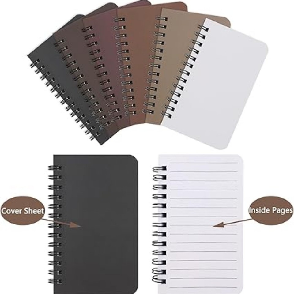 6 Pack Spiral Pocket Notebooks Small 3x5 Mini Spiral Notepads with ...