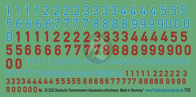Peddinghaus 1/32 German Tank Turret Numbers WWII (Blue w/White Red w ...