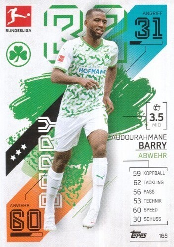 165 GREUTHER FÜRTH - BARRY ABDOURAHMANE - FRANCE CARD TOPPS BUNDESLIGA 2022 | eBay