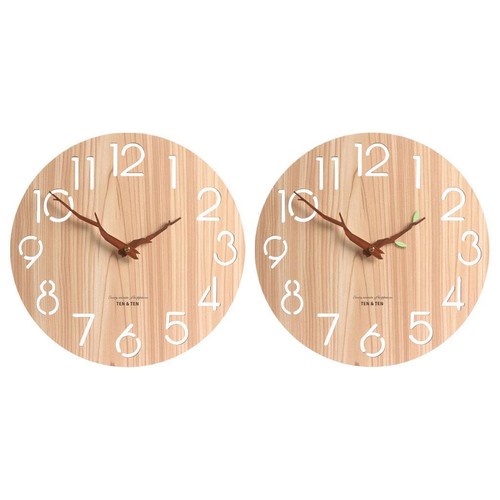 12inch Wall Hanging Watch Large Art Modern Digital Round Wooden Wall ...