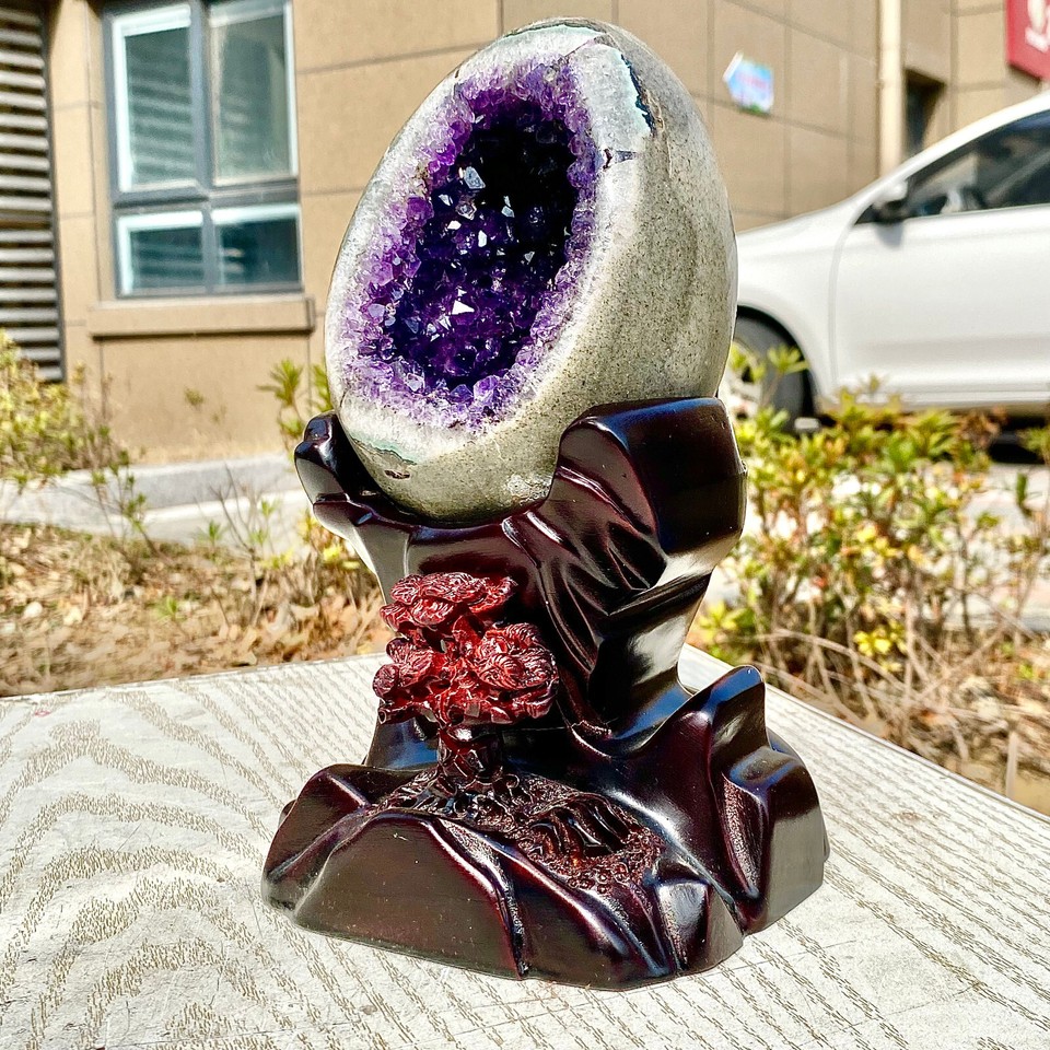 3.39LB Rare Uruguayan amethyst dragon egg cave decoration+base | eBay