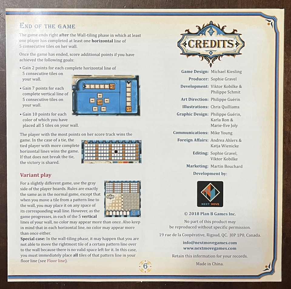 Azul Board Game Replacement Pieces: Game Instructions - Free Shipping ...