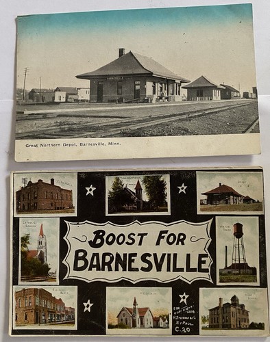 Vintage Real Photo Postcard Of Great Northern Depot, Barnesville, Minn ...
