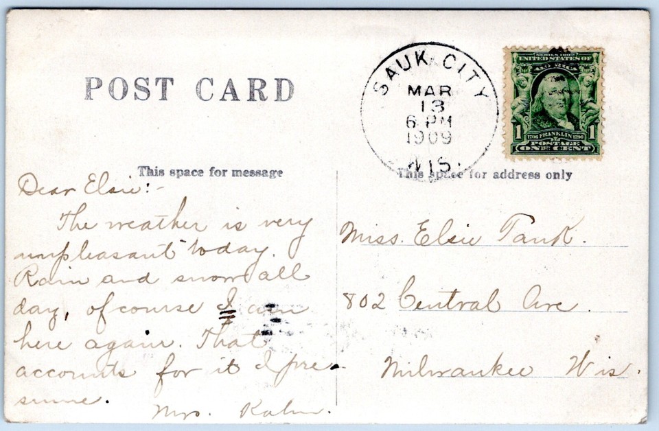 Postcard RPPC WI Sauk City Wisconsin Railroad Depot Station 1909 R39 | eBay