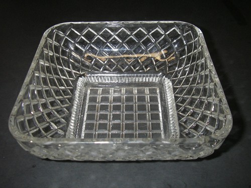 Federal Glass DIAMOND LATTICE Clear Bowl Square Criss-cross 5 3/8 ...