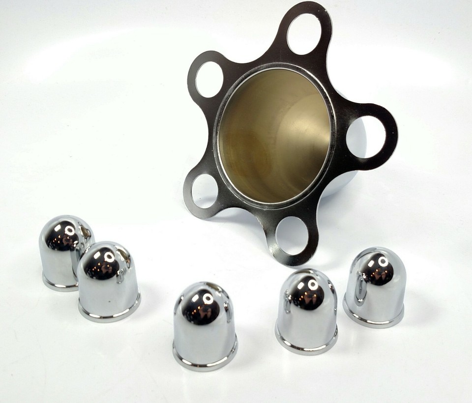 (Pair) Spider Bullet Center Hub Caps for 5x4-1/2 5x4.5 Ford Bolt ...