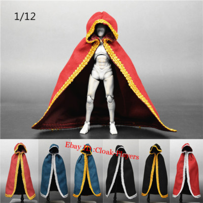 1/12 Ancient Hooded Cloak Cape Outfit Wired Hat Model For 6'' Action ...