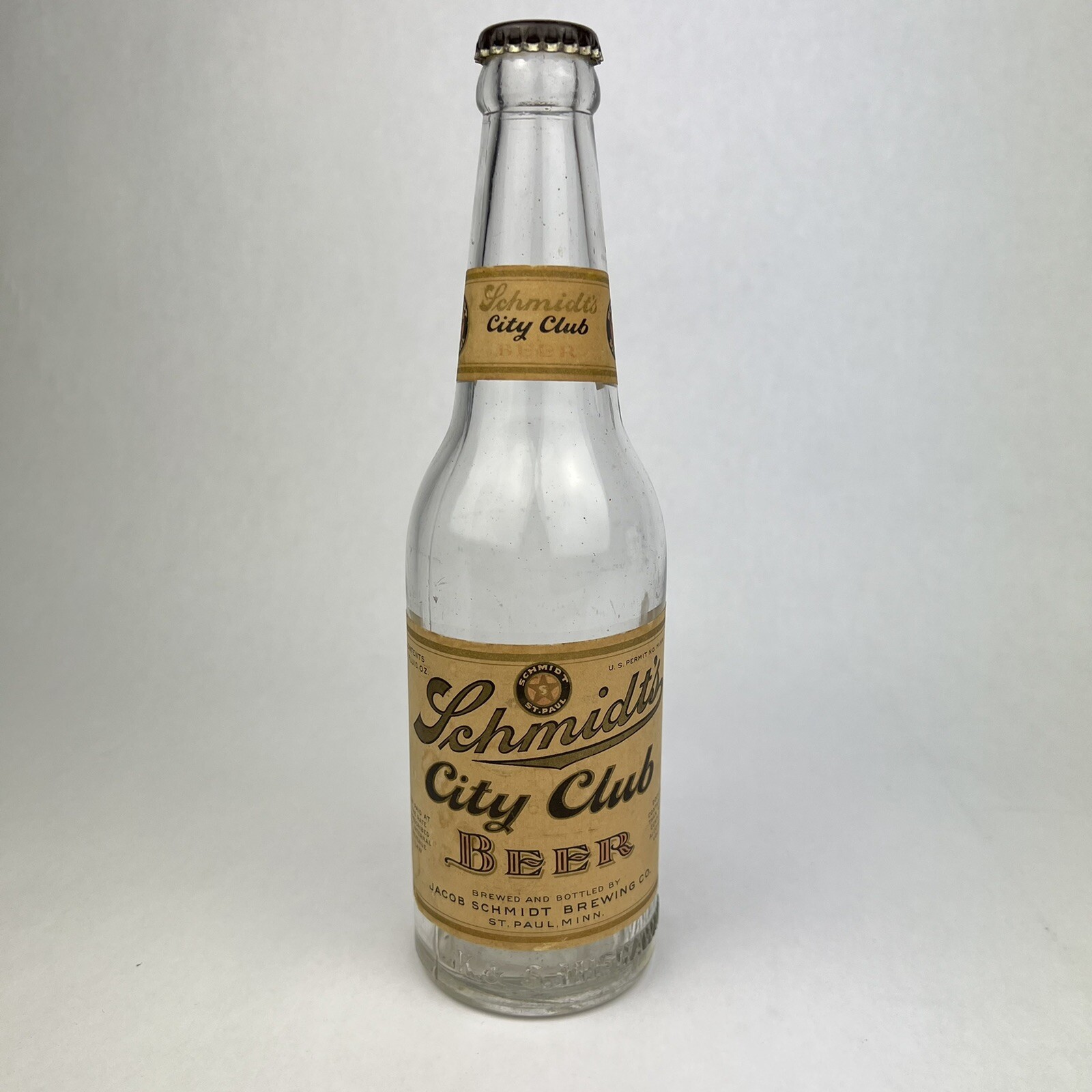 Schmidt's City Club Beer Bottle IRTP Label Jacob Schmidt Brew MISHAWAKA ...