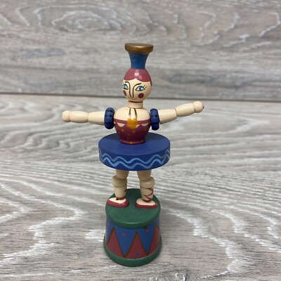 Vintage Wood Thumb Push Puppet Ballerina Collapsing | eBay