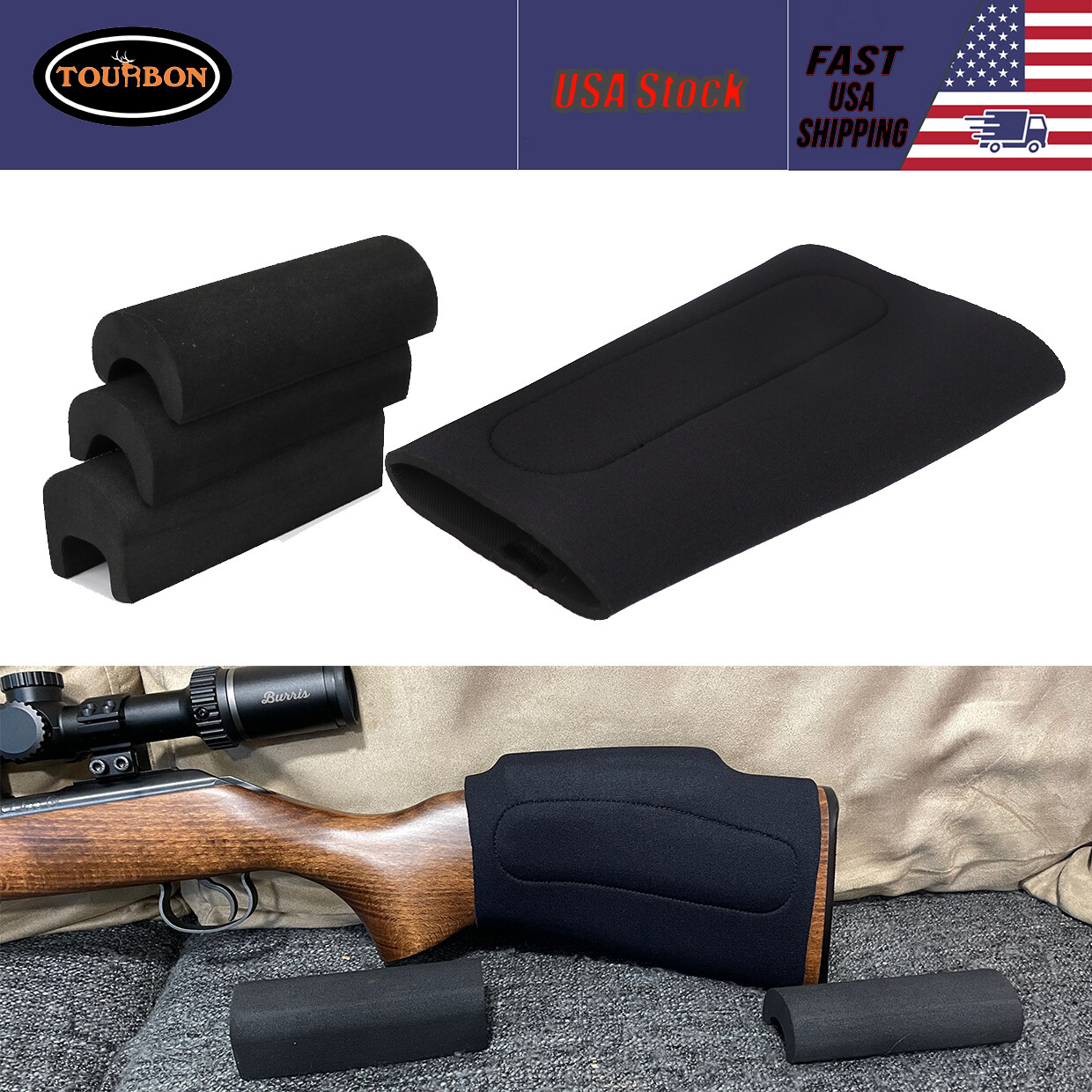 Tourbon Hunting Shotgun Rifle 3 Foam Comb Raiser Cheek Rest Kits ...