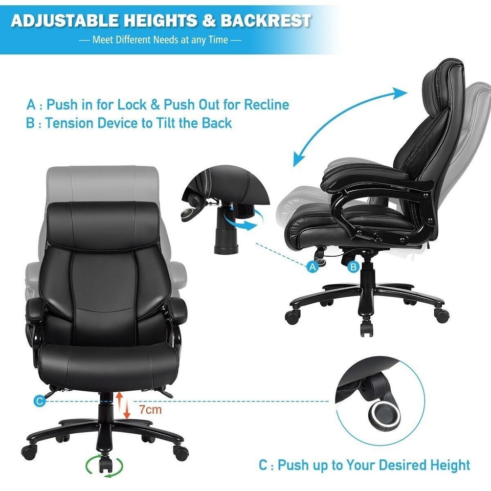 Big &Tall Office Chair Swivel Padded Executive Chair Ergonomic ...