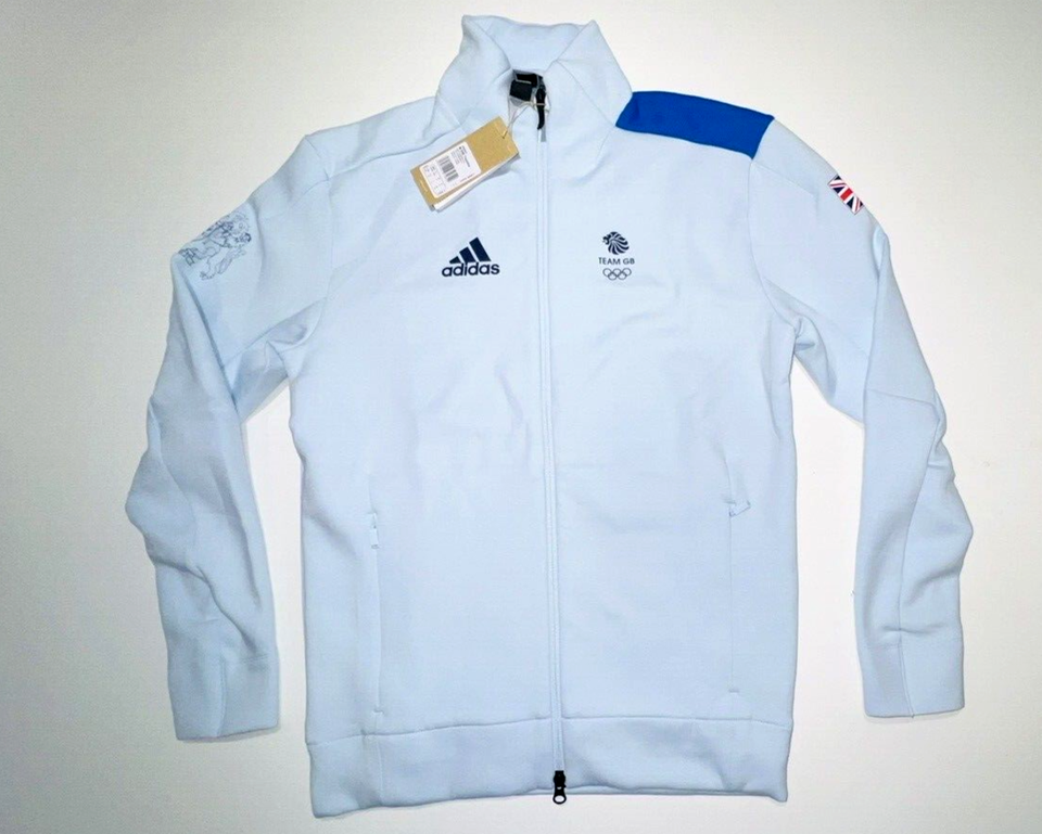 Adidas ZNE Track Jacket Team GB Blue Fleece Sweat Zip Hoodie Fits MENS ...
