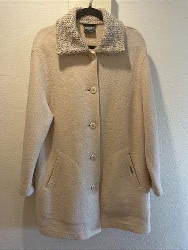 GEIGER Austria Coat Boiled Wool Car Jacket Swing Cardigan Blazer Ivory ...