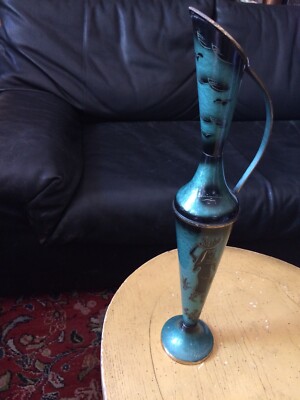Enamel Brass Pitcher Vase Made in Israel Vintage | eBay