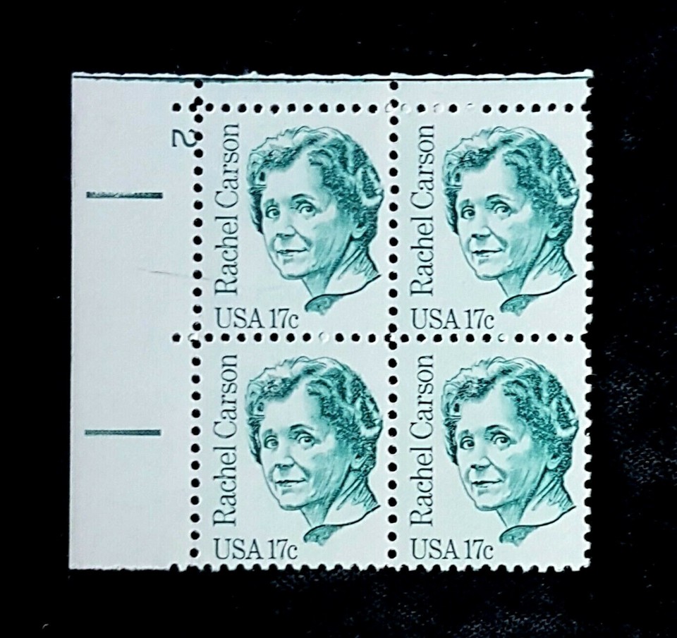 1980 Plate Block 1857 US MNH Stamps 17c Rachel Carson! Heavy Tagging ...