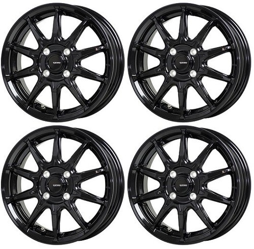 4x G.SPEED G05 14x4.5 +45 4x100 MBK Black Light Track Rims Kei Tora ...