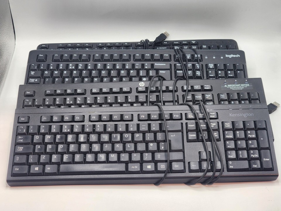 10x USB Wired Keyboard Full Size QWERTY UK Layout PC Desktop Laptop Mix ...