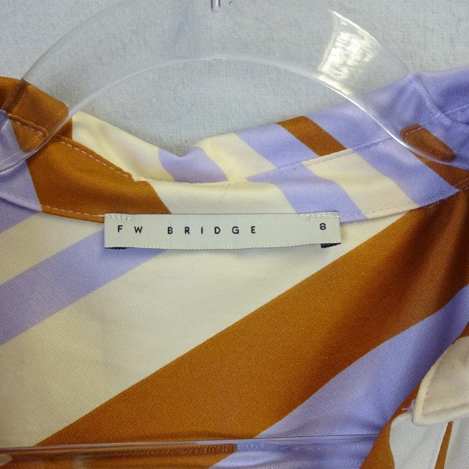 F&F FW Bridge Dress Size 8 Lilac Ivory Stripe Wrap Shirt Midi Smart ...