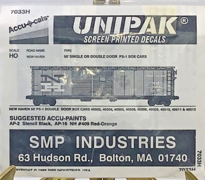 HO Scale Accu-cals 7033H NH New Haven 50' PS-1 Box Car Decal Sheet NIP ...
