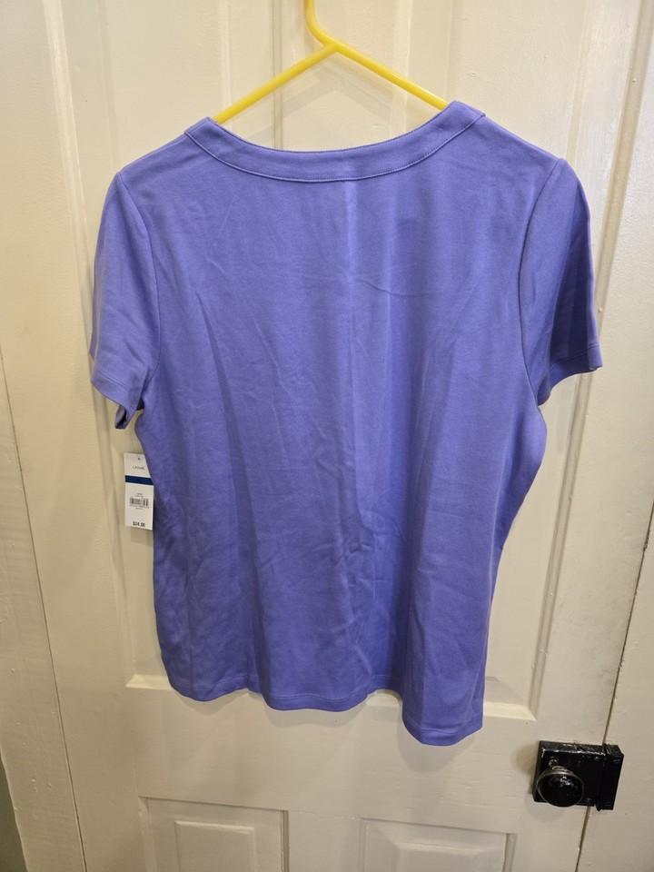 NWT KIM ROGERS XL Purple Lilac Gym 100% Cotton Square Neck T-shirt Top ...