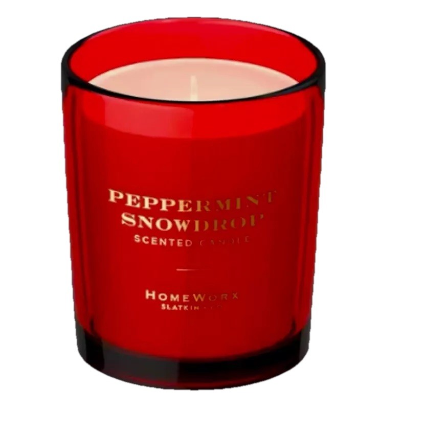 HomeWorx by Harry Slatkin PEPPERMINT SNOWDROP Candle Single Wick Candle ...