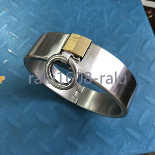 Stainless Steel Metal Heavy Rings Collar Neck Restraint Brass Lock ...