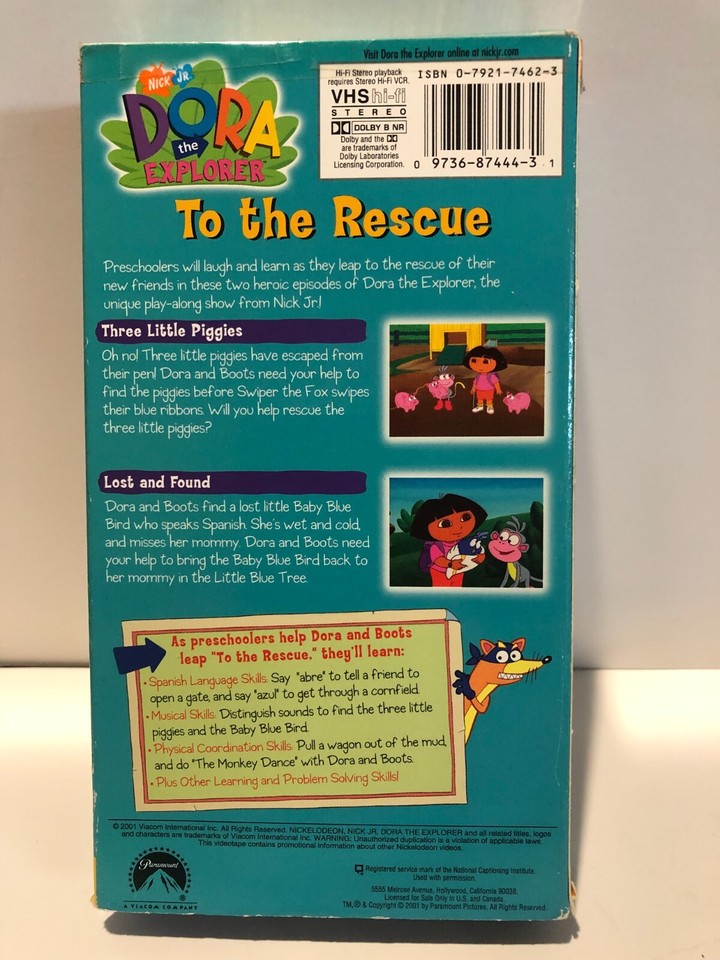 Dora the Explorer - To the Rescue (VHS, 2001) NICK JR , Paramount ...