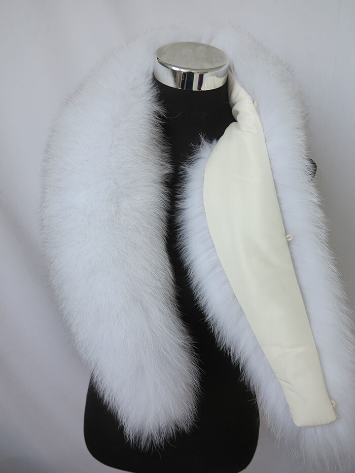100% Real fox fur collar/neck wrap/scarf/ women jacket collar white ...