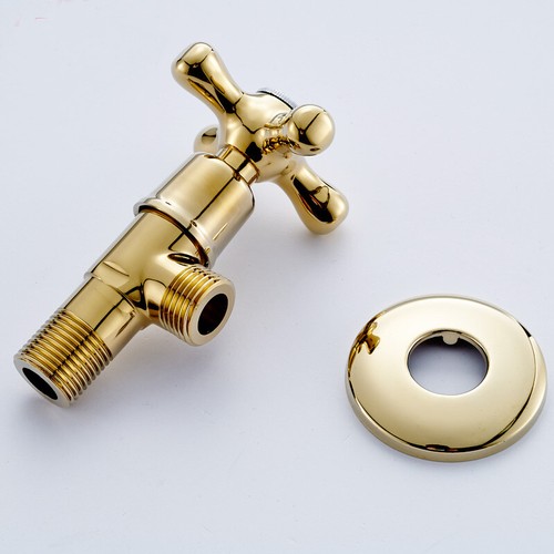 Polished Gold Brass 1Pcs Bathroom Angle Stop Valve 1/2" Male x 1/2 ...