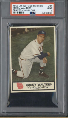 1955 Johnston Cookies Braves #31 Bucky Walters PSA Mint 9 (1 of 2) | eBay