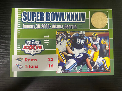 Danbury Mint NFL Super Bowl 34 XXXIV Flip Coin Rams vs Titans 2000 | eBay