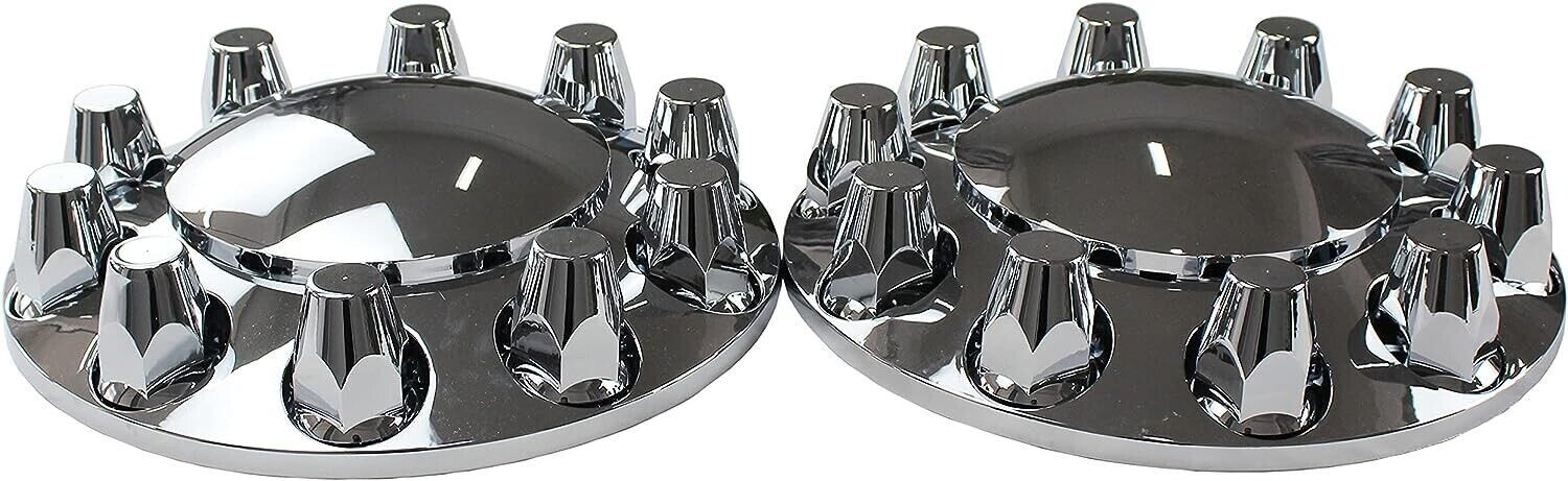 Chrome Hub Cover Front & Rear Axle Wheel Covers 33mm Lug Semi Truck Set ...