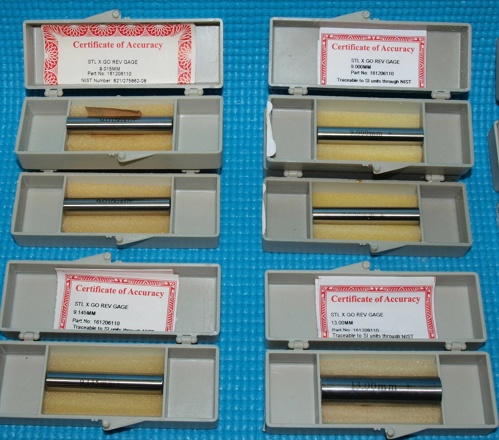 CLASS X CALIBRATION MASTER VERMONT PIN GAGE LOT of 12. INCH and METRIC ...