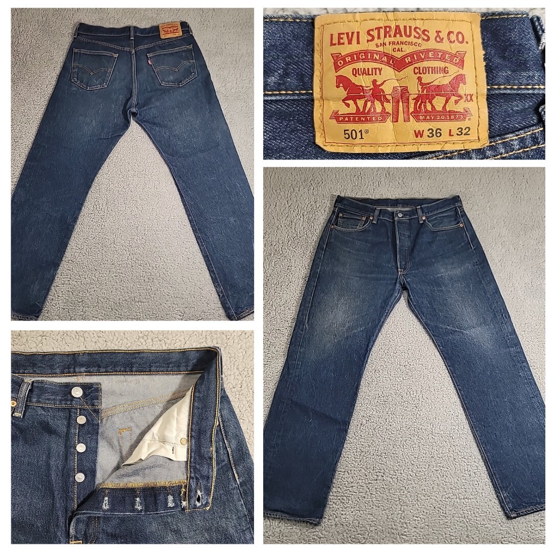 Levi's 501 Original Jeans Men's 35x29 Blue Denim Button Fly Straight Leg Pants | eBay