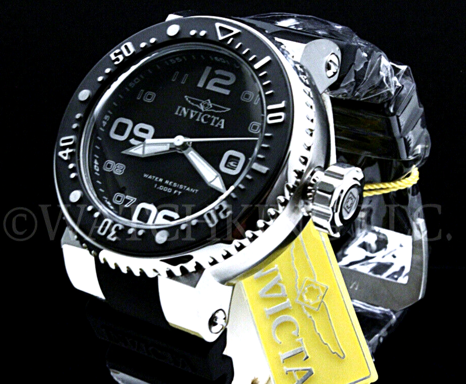NEW Invicta Men 52MM Grand Pro Diver Blak Dial White Accent SS Black ...