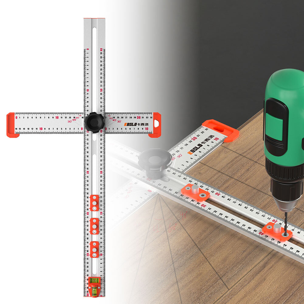 2in1 Drilling Positioning Ruler High Precision Angle Ruler Woodworking ...
