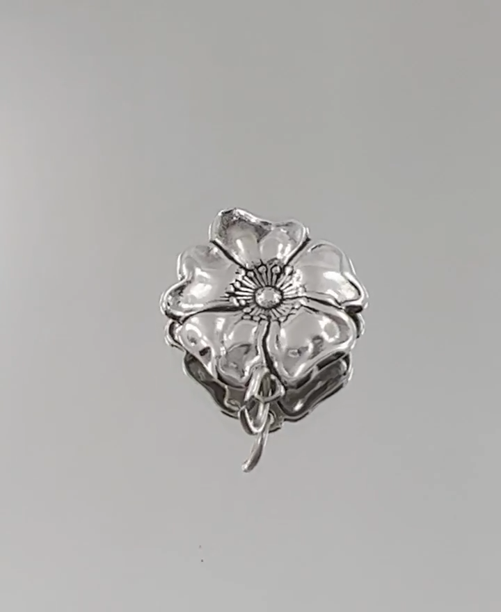 Sterling Silver Poppy Flower Charm | eBay