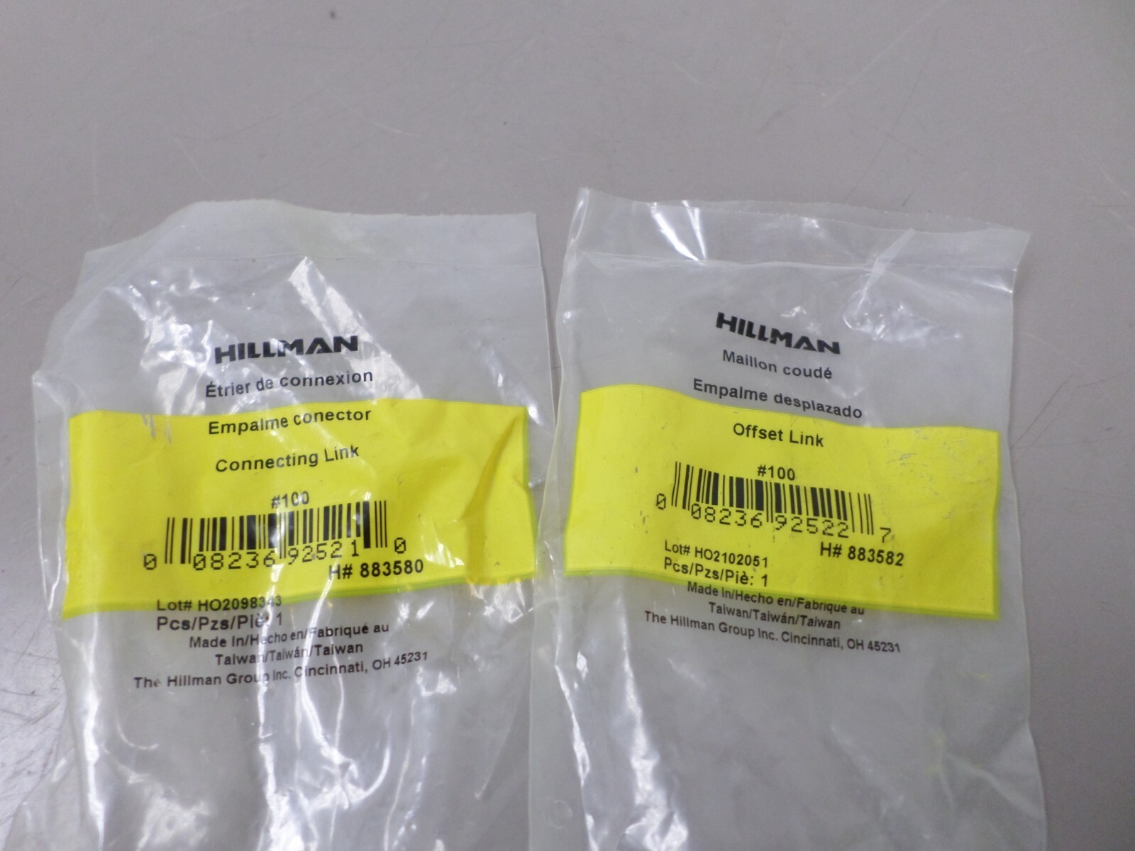 Hillman A.N.S.I. No. 100 Roller Chain Connecting Link + Offset Link 1-1 ...