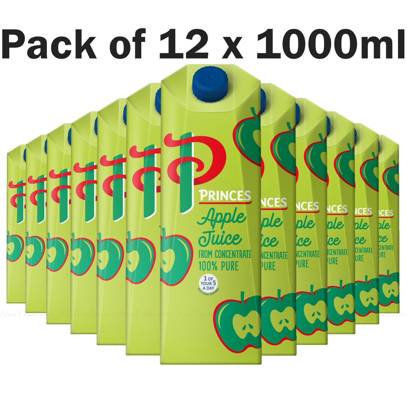 Princes Apple Juice From Concentrate Pure Smooth Carton Pack 12x1000ml ...