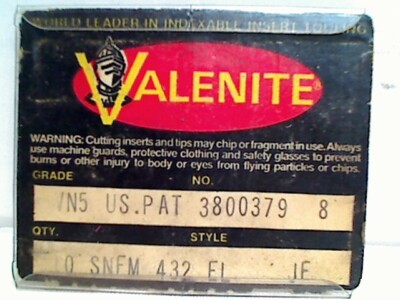 VALENITE VN5 GRADE CARBIDE INSERTS 4 PIECES SNFM 432 EL JE | eBay