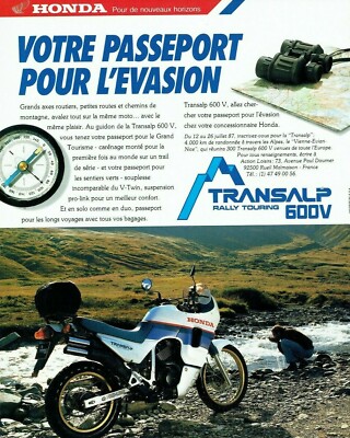 Publicité Advertising 099 1987 Honda moto Transalp 600V RALLY TOURING ...