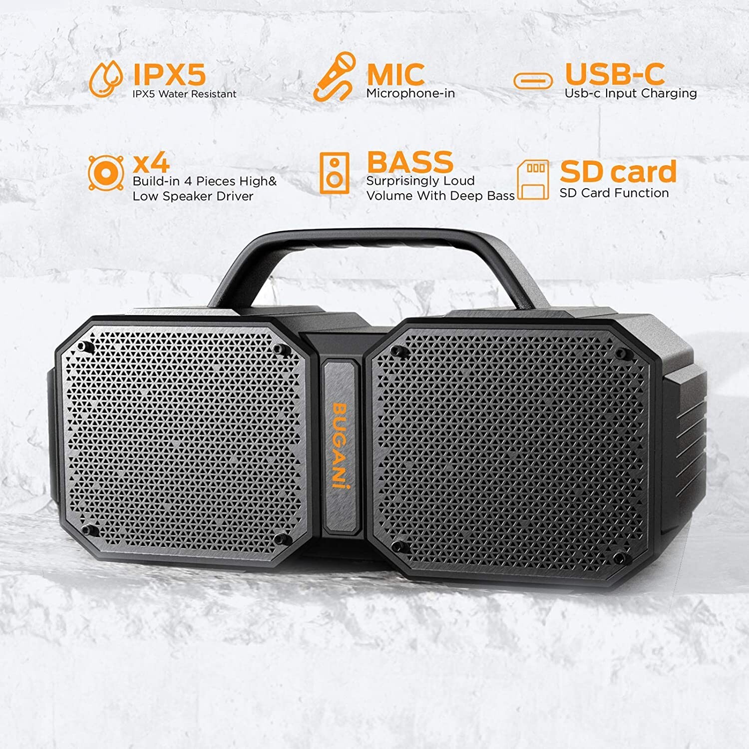 BUGANI M83 Speaker | IPX6Waterproof | 50W Portable Outdoor Bluetooth ...