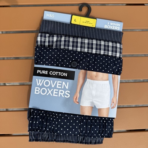 Men’s Marks And Spencer’s Pure Cotton Woven Boxers Brand New Size Large ...