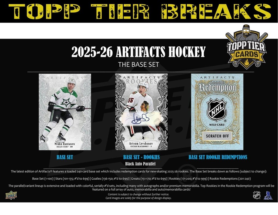 VEGAS GOLDEN KNIGHTS 2025-26 UPPER DECK ARTFACTS 5 BOX 1/2 INNER CASE ...