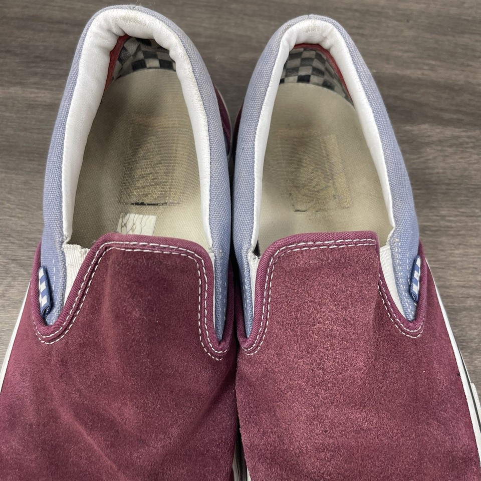 Vans Slip On Shoes Mens 11 Moonlight Wine Blue Red Sneakers Suede | eBay