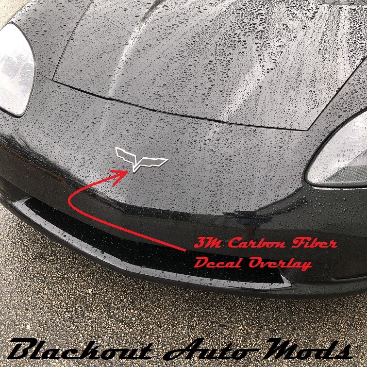 C6 Corvette Flag Emblem Overlay Decal Black Carbon Fiber 2005-2013 Z51 ...